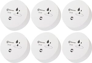 geevon 6 pack water leak detectors, 100db water sensor alarms flood detector for basements, bathrooms, laundry rooms, kitchens, garages, and attics, water alarms battery-operated (battery included)