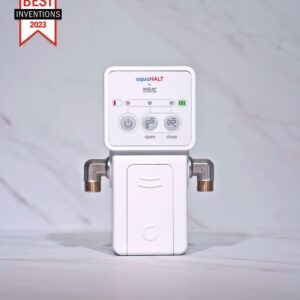 aquaHALT Smart Water Toilet Leak Detector Alarm and Automatic Shut Off Valve - Water Sensor Alarm Shut Off Tool - Easy Installation - Battery Operated - Protect Your Home from Water Damage