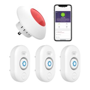 airthereal water leak detector 3-pack with wifi gateway, water alarm sensor with 0-120db 4-level adjustable alarm, leak and drip alert with app alerts for home, basement (not support 5g wifi)