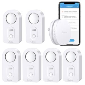 govee water detectors 5 pack, 100db adjustable audio alarm sensor bundle with govee wifi water sensor, 100db adjustable audio alarm