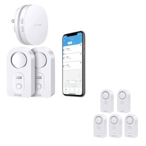 Govee Water Detectors 7 Pack Sensor with 100dB Adjustable Audio Alarm Bundle with Govee WiFi Smart Gateway with Alert Email & APP Push for Home Bedrooms