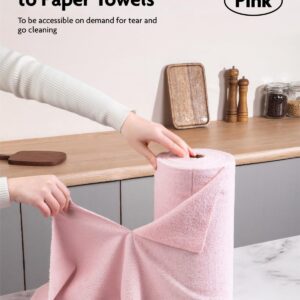 Fantasticlean Microfiber Cleaning Cloth Roll -75 Pack, 12x12", Tear Away Towels, Reusable Washable Rags (Pink)