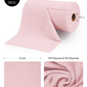 Fantasticlean Microfiber Cleaning Cloth Roll -75 Pack, 12x12", Tear Away Towels, Reusable Washable Rags (Pink)