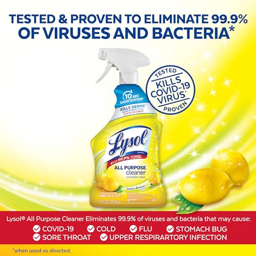 LYSOL All-Purpose Cleaner, Sanitizing and Disinfecting Spray, To Clean and Deodorize, Lemon Breeze Scent, 32oz, Pack of 2