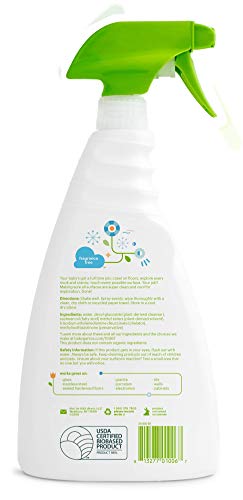 Babyganics Multi Surface Cleaner, Fragrance Free, For Hard Surfaces, Glass, Stainless Steel, Tiles, and Walls, 32 Fl Oz Spray Bottle (Pack of 3)