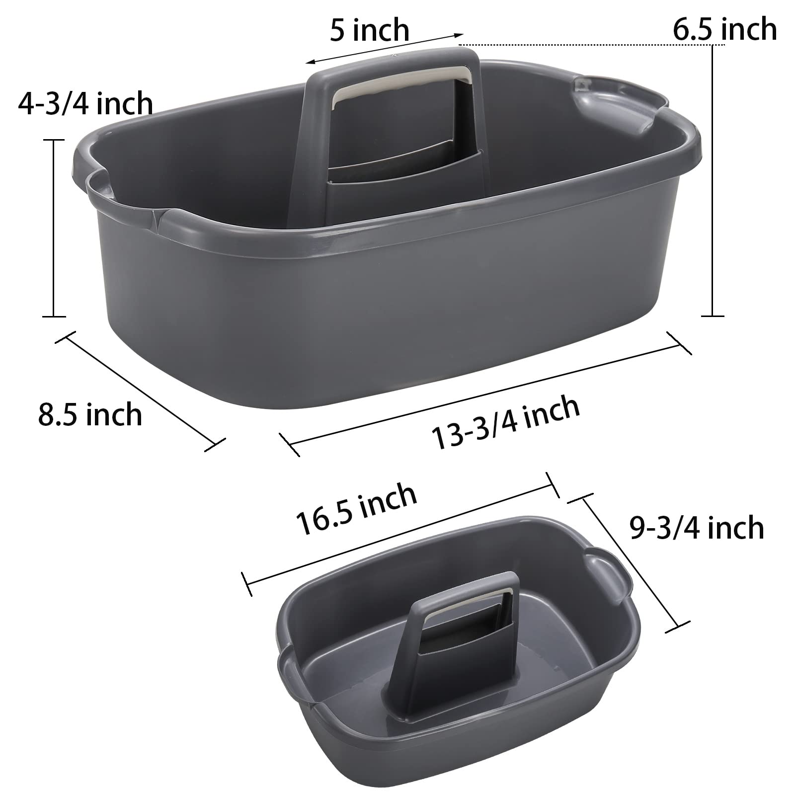 TOPZEA 2 Pack Cleaning Supplies Caddy, Large Plastic Cleaning Supply Organizer Bin with Handle, Cleaning Bucket Housekeeping Shower Tote Caddy Under Sink Tool Storage Basket for Dorm, Garden, Bathroom