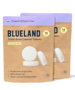 blueland toilet bowl cleaner refills 2 pack - eco friendly products & cleaning supplies - no harsh chemicals, plant-based - lemon cedar - 28 tablets