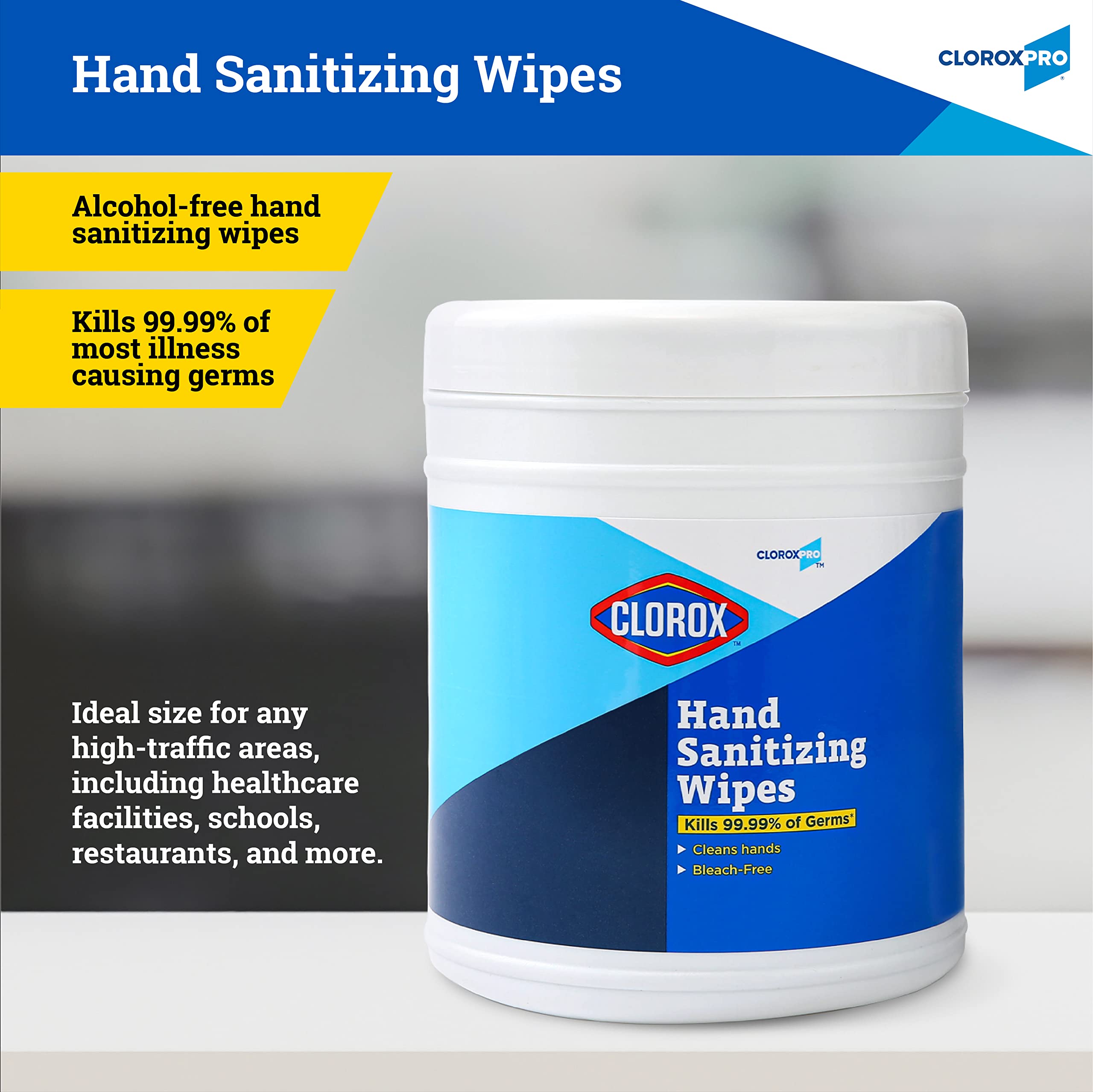 Clorox Pro Hand Wipes in Resealable Canister, 270 Ct | Clorox Alcohol Free Wipes with BZK | Clorox Hand Wipes, Travel Hand Wipes, Alcohol Free Hand Wipes, Wipes for Hands