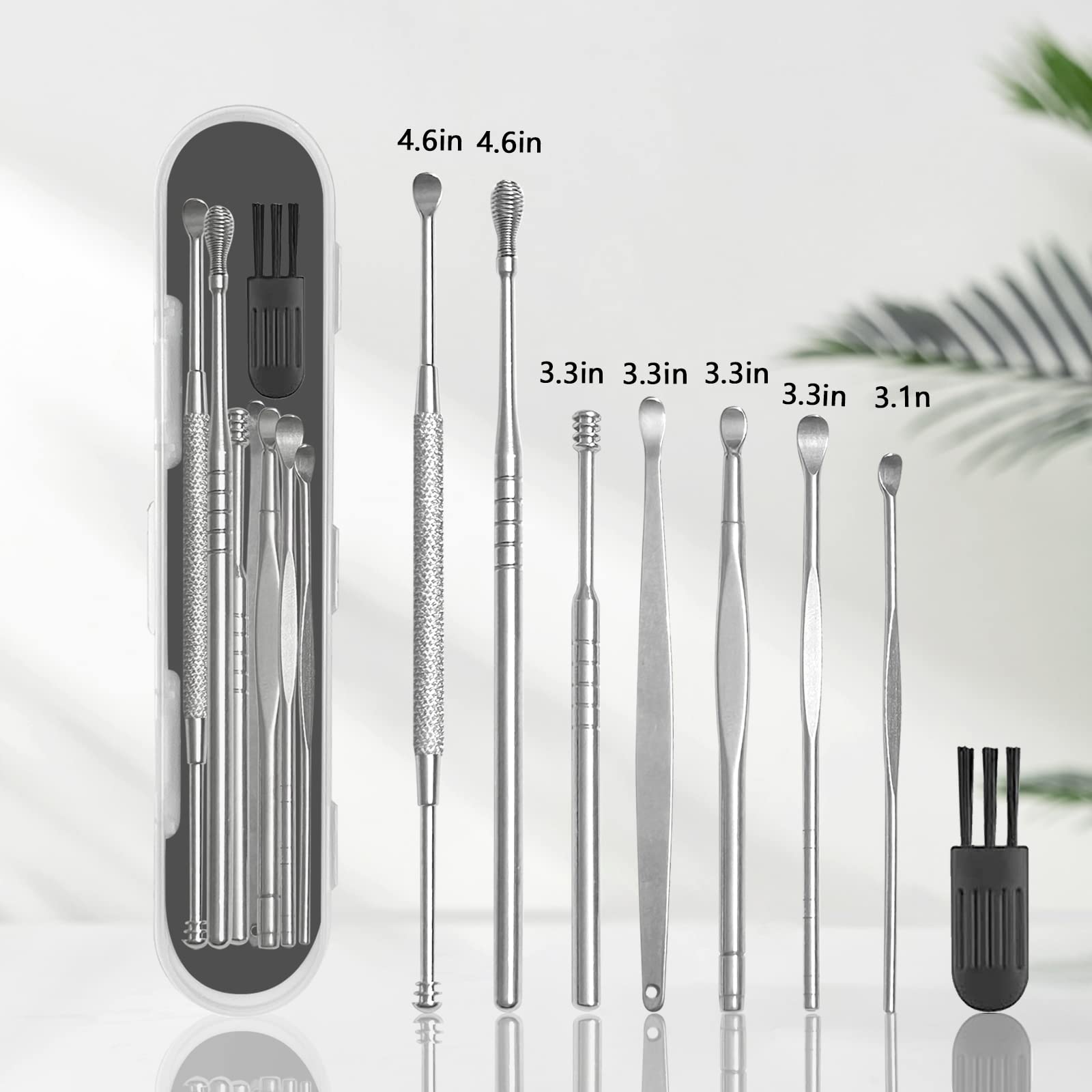 8 Pcs Ear Wax Removal Kit,Professional Double-Headed Ear Pick Earwax Removal Tools,316L Stainless Steel Ear Cleaner Curette with Cleaning Brush and Storage Box,Suit for Kid Adult(Silver)