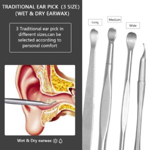 8 Pcs Ear Wax Removal Kit,Professional Double-Headed Ear Pick Earwax Removal Tools,316L Stainless Steel Ear Cleaner Curette with Cleaning Brush and Storage Box,Suit for Kid Adult(Silver)