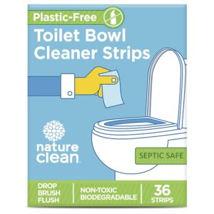 nature clean non-toxic toilet bowl cleaners strips 36 count, plastic-free packaging, natural toilet cleaner septic safe, refresh toilets & bathroom. no splash