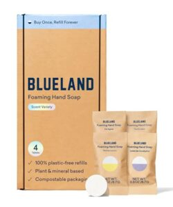 blueland foaming hand soap tablet refills - 4 pack | eco friendly products & cleaning supplies | variety pack scents | makes 4 x 9 fl oz bottles (36 fl oz total)