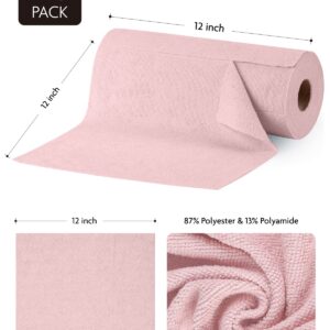 Fantasticlean Microfiber Cloths in a Roll, Reusable Washable Tear Away Cleaning Rag Towels, for Car, House, Garage or Kitchen, 12" x 12", 40 Pack (Pink)