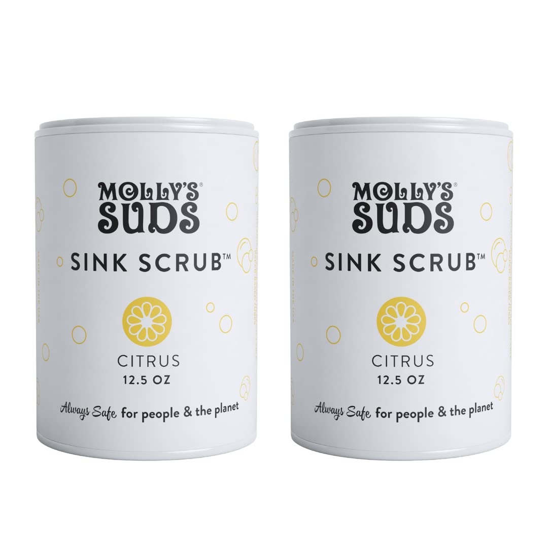 Molly's Suds Sink and All Purpose SCRUB | Gently Removes Stains, Scrubs Away Grease & Gime, Buffs out Scratches | Earth Derived Ingredients | 2 Pack, Citrus Scent