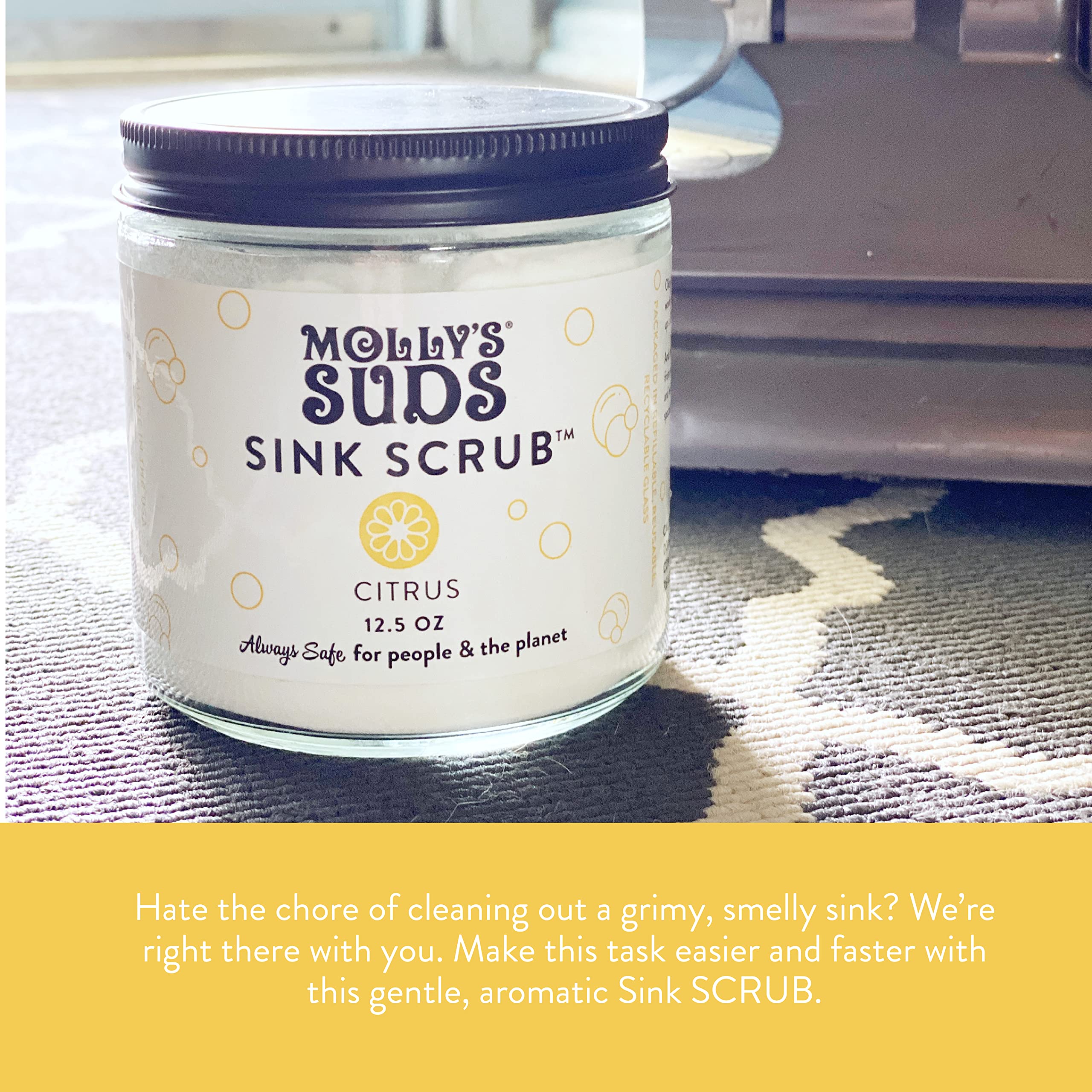 Molly's Suds Sink and All Purpose SCRUB | Gently Removes Stains, Scrubs Away Grease & Gime, Buffs out Scratches | Earth Derived Ingredients | 2 Pack, Citrus Scent