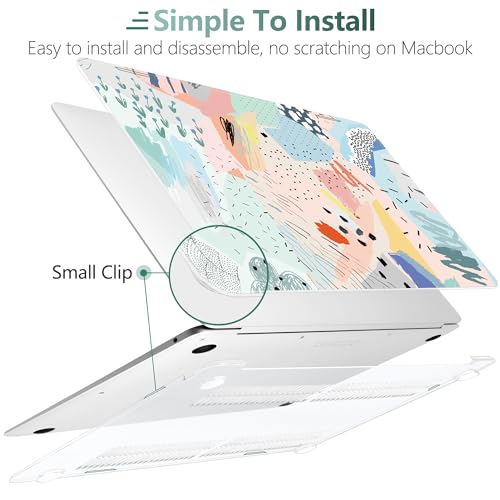 TWOLSKOO Plastic Hard Case & Keyboard Cover & Screen Protector Compatible with MacBook Air 13 inch 2021-2018 Release A2337 M1 A2179 A1932 Artistic Floral