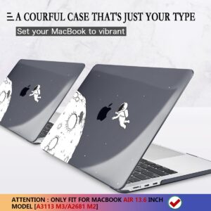 CISSOOK Case Compatible with MacBook Air 13.6 Inch 2022 2024 Release Model A2681 M2 A3113 M3 Astronaut, Clear Black Space Hard Shell with Keyboard Cover for MacBook Air 13.6" with Touch ID, Astronaut