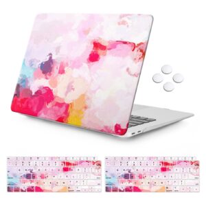 icasso macbook air 13.3 inch case with retina display touch id, durable laptop hard shell + keyboard cover, colorful sky