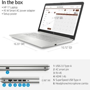 2022 Newest HP 17.3" FHD IPS Laptop Computer, 11th Gen Intel Dual Core i3-1115G4 (Upto 4.1GHz, Beats i5-1030G7), 16GB RAM, 256GB PCIe SSD,UHD Graphics, Bluetooth, HDMI,Webcam, Windows 11+MarxsolCables