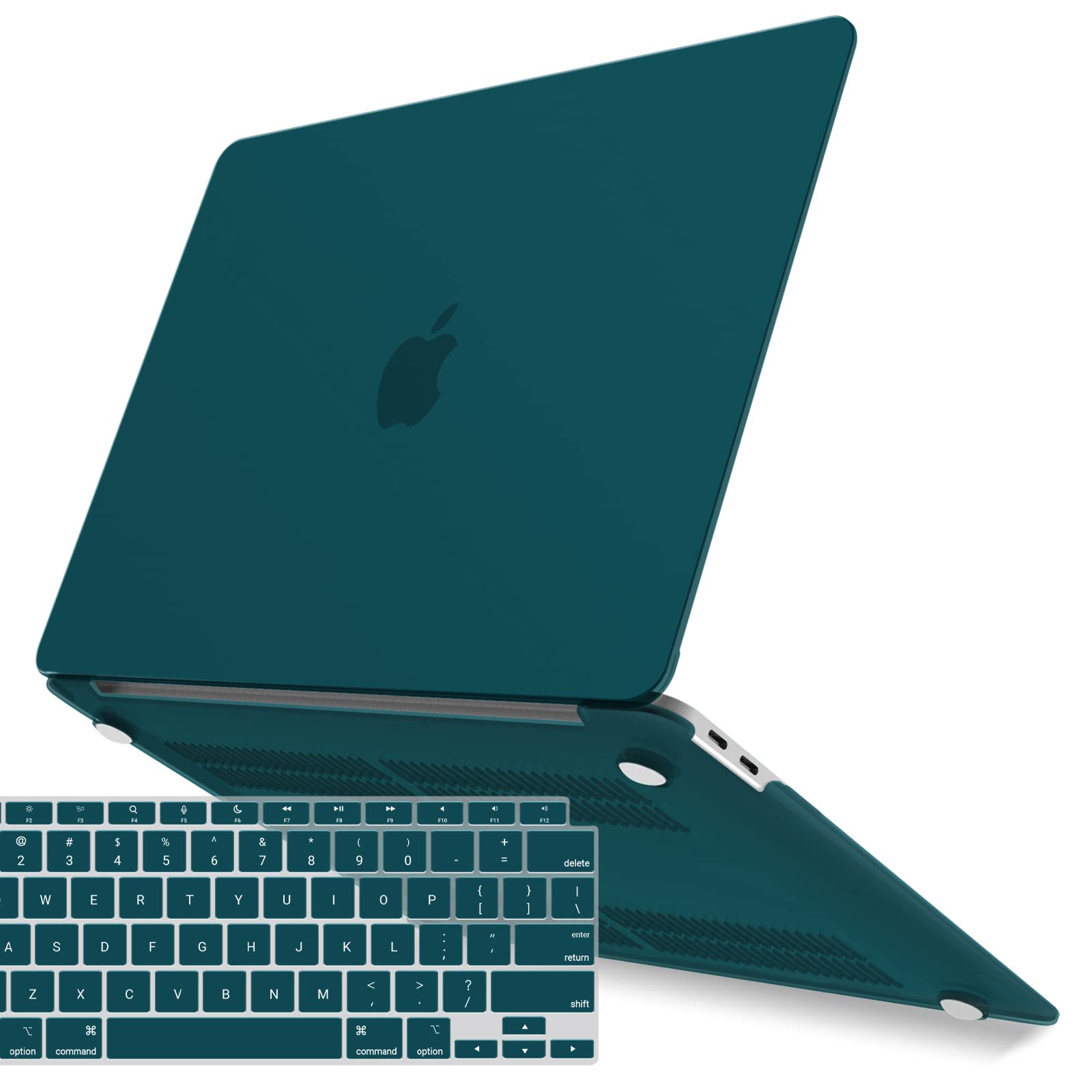 IBENZER Compatible with New MacBook Air 13 inch Case 2022 2021 2020 M1 A2337 A2179 A1932, Plastic Hard Shell Case with Keyboard Cover for Mac Retina Display with Touch ID, Quezhal Green, MMA-T13QUGN+1