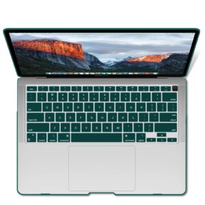 IBENZER Compatible with New MacBook Air 13 inch Case 2022 2021 2020 M1 A2337 A2179 A1932, Plastic Hard Shell Case with Keyboard Cover for Mac Retina Display with Touch ID, Quezhal Green, MMA-T13QUGN+1