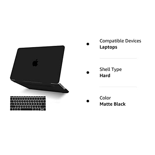 KECC Case Compatible with MacBook Air 13 inch Case 2022 2021 2020 Release A2337 M1 A2179 Retina Display + Touch ID Protective Plastic Hard Shell + Keyboard Cover (Matte Black)