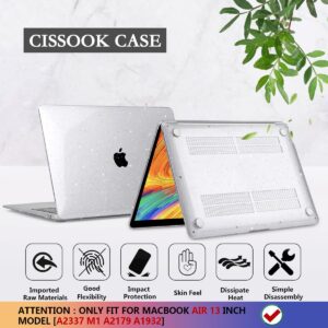 CISSOOK Clear Glitter Star Case for MacBook Air 13 Inch 2021 2020 2019 2018 Release A2337 M1 A2179 A1932, Plastic Sparkly Hard Shell Case with Keyboard Cover for MacBook Air M1 2020-2021 with Touch ID