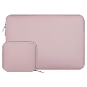 mosiso laptop sleeve compatible with macbook air 13 inch m3 a3113 m2 a2681 m1 a2337 a2179 a1932 / pro 13 m2 m1 a2338 a2251 a2289 a2159 a1989 a1706 a1708, neoprene bag with small case, baby pink