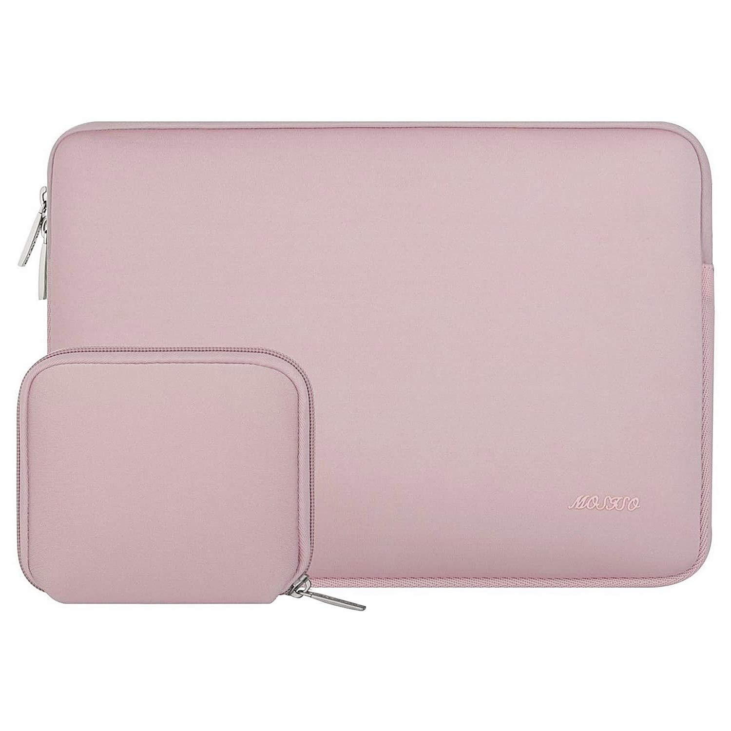 MOSISO Laptop Sleeve Compatible with MacBook Air 13 inch M3 A3113 M2 A2681 M1 A2337 A2179 A1932 / Pro 13 M2 M1 A2338 A2251 A2289 A2159 A1989 A1706 A1708, Neoprene Bag with Small Case, Baby Pink