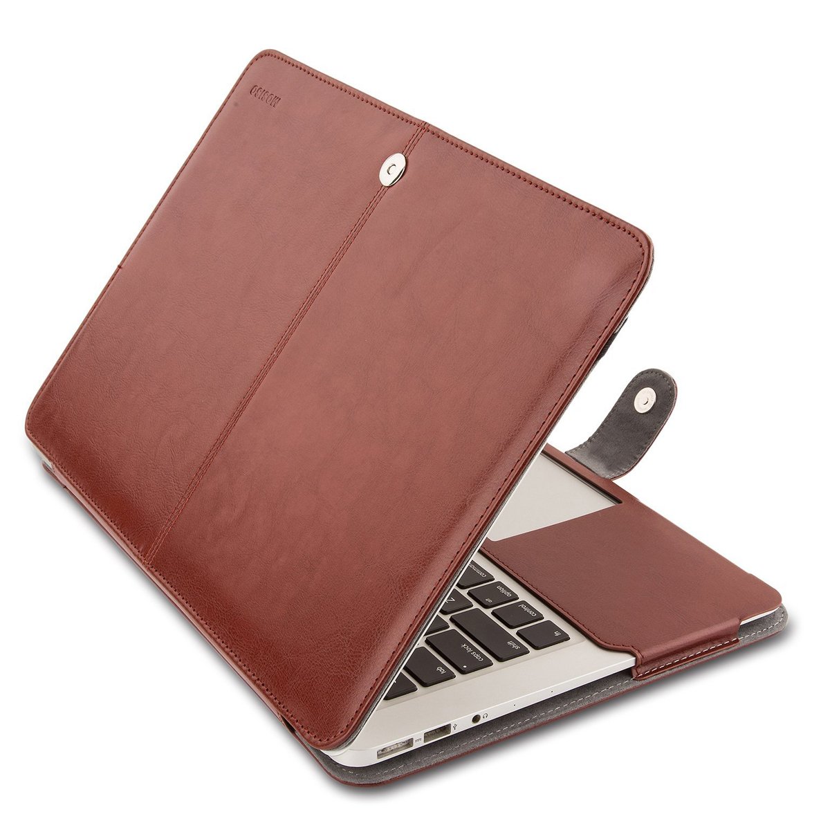 MOSISO Compatible with MacBook Air 13 inch Case A1369 A1466 Older Version 2010-2017 Release, PU Leather Case Portfolio Protective Stand Cover Sleeve, Brown