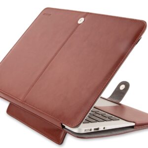 MOSISO Compatible with MacBook Air 13 inch Case A1369 A1466 Older Version 2010-2017 Release, PU Leather Case Portfolio Protective Stand Cover Sleeve, Brown