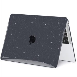 G JGOO Compatible with MacBook Air 13 Inch Case 2022 2021 2020 2019 2018 Release M1 A2337 A2179 A1932 Touch ID, Glitter Plastic Hard Shell Case + 2 Keyboard Covers + Screen Protector, Sparkly Black