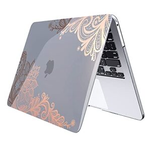 TeDaWen for MacBook Air 13-inch 2020 Protective case, MacBook Air 13-inch A2337 M1 A2179 A1932 with Retina, Bronzing Laptop case and Keyboard Cover, Transparent Rose Gold lace 2