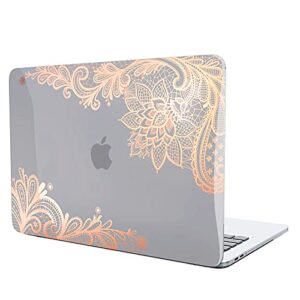 TeDaWen for MacBook Air 13-inch 2020 Protective case, MacBook Air 13-inch A2337 M1 A2179 A1932 with Retina, Bronzing Laptop case and Keyboard Cover, Transparent Rose Gold lace 2