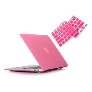 ruban case compatible with macbook air 13 inch (models: a1369 & a1466, older version 2010-2017 release), slim snap on hard shell protective cover and keyboard cover, pink