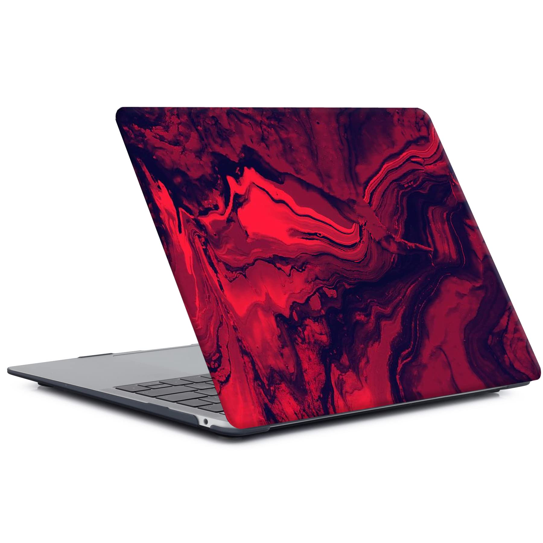 Hard Case Compatible with New MacBook Air 13 Inch Case 2020 2019 2018 Release Model A2337 M1 A2179 A1932 with Retina Display and Touch ID, Matt Plastic Hard Shell Case Cover - Black & red