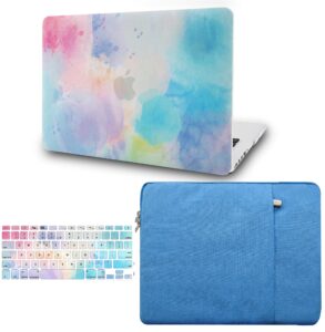 kecc case compatible with macbook air 13 inch case 2022 2021 2020 release a2337 m1 a2179 retina display + touch id protective plastic hard shell + keyboard cover + sleeve (rainbow mist 2)