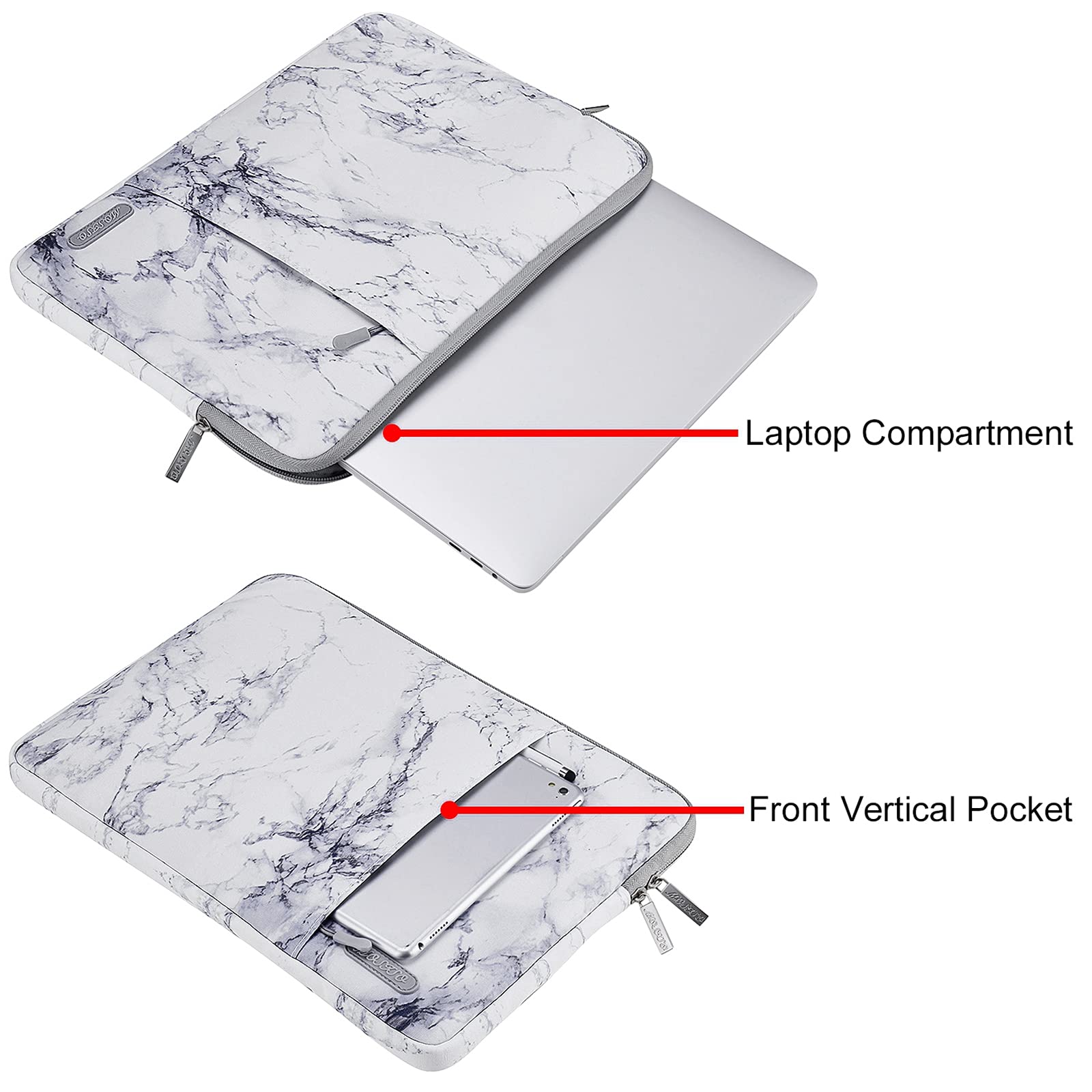 MOSISO Laptop Sleeve Case Compatible with MacBook Air/Pro, 13-13.3 inch Notebook, Compatible with MacBook Pro 14 inch 2023-2021 A2779 M2 A2442 M1, Polyester Vertical Painting Marble Bag with Pocket