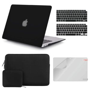 icasso case compatible with macbook air 13 inch case 2020 2019 2018 a2337 m1/a2179/a1932 touch id, hard shell case, sleeve, screen protector, keyboard cover for macbook air 13'' with small bag - black