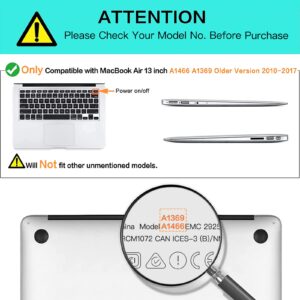 MOSISO Compatible with MacBook Air 13 inch Case (models: A1369 & A1466, Older Version 2010-2017 Release), Plastic Leopard Grain Hard Shell Case & Keyboard Cover Skin & Screen Protector, Black