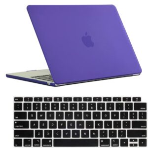 ruban case for macbook air 13 inch case 2022, 2021-2018 release a2337 m1 a2179 a1932 - protective snap on hard shell cover and keyboard cover for version macbook air 13 with touch bar (purple)