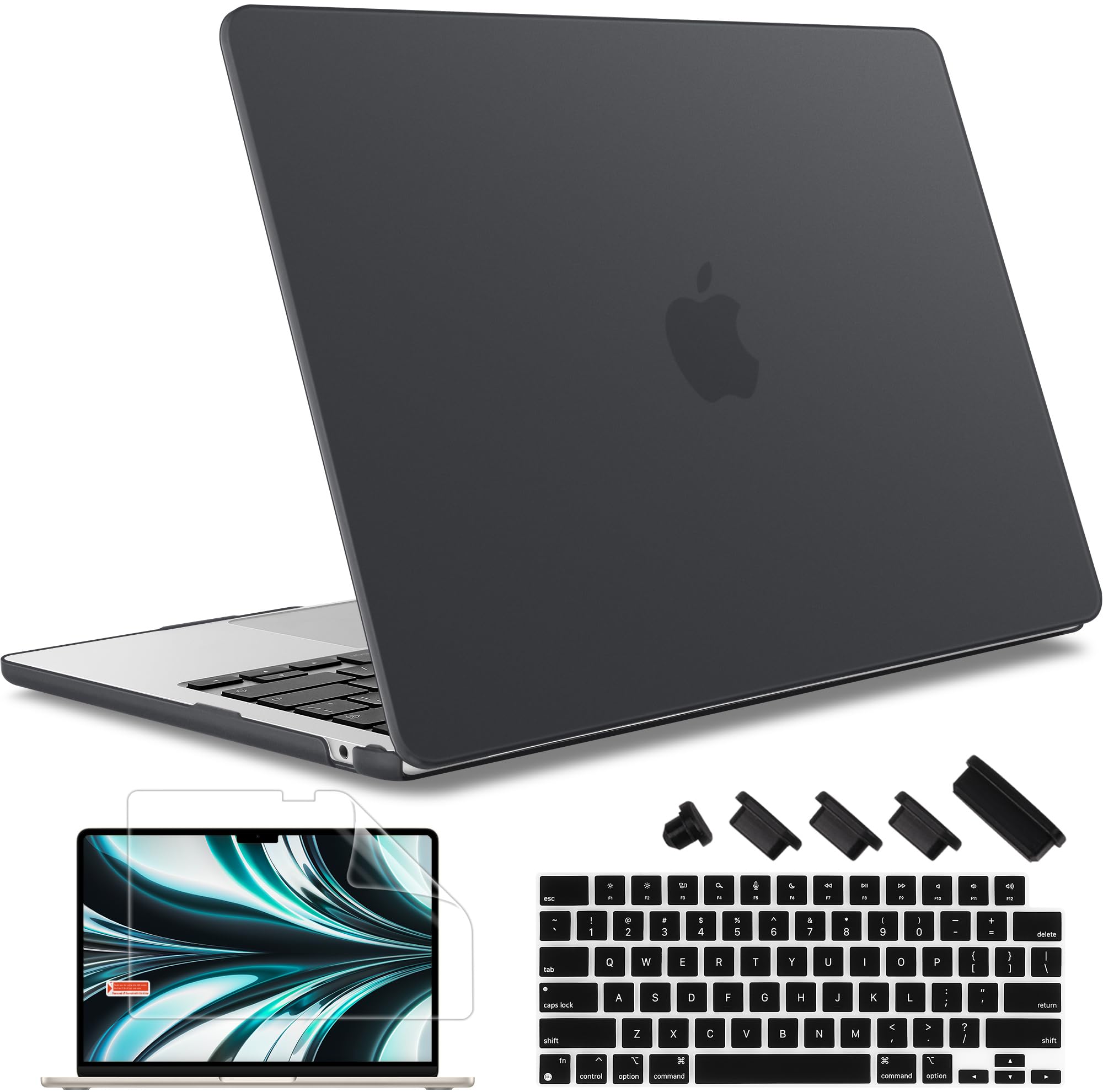 May Chen Compatible with M3 MacBook Air 13.6 inch Case 2022 2023 2024 A3113 A2681 M2 Chip, Plastic Hard Shell Case for MacBook Air 13.6" with Liquid Retina display Fits Touch ID, Matte Black