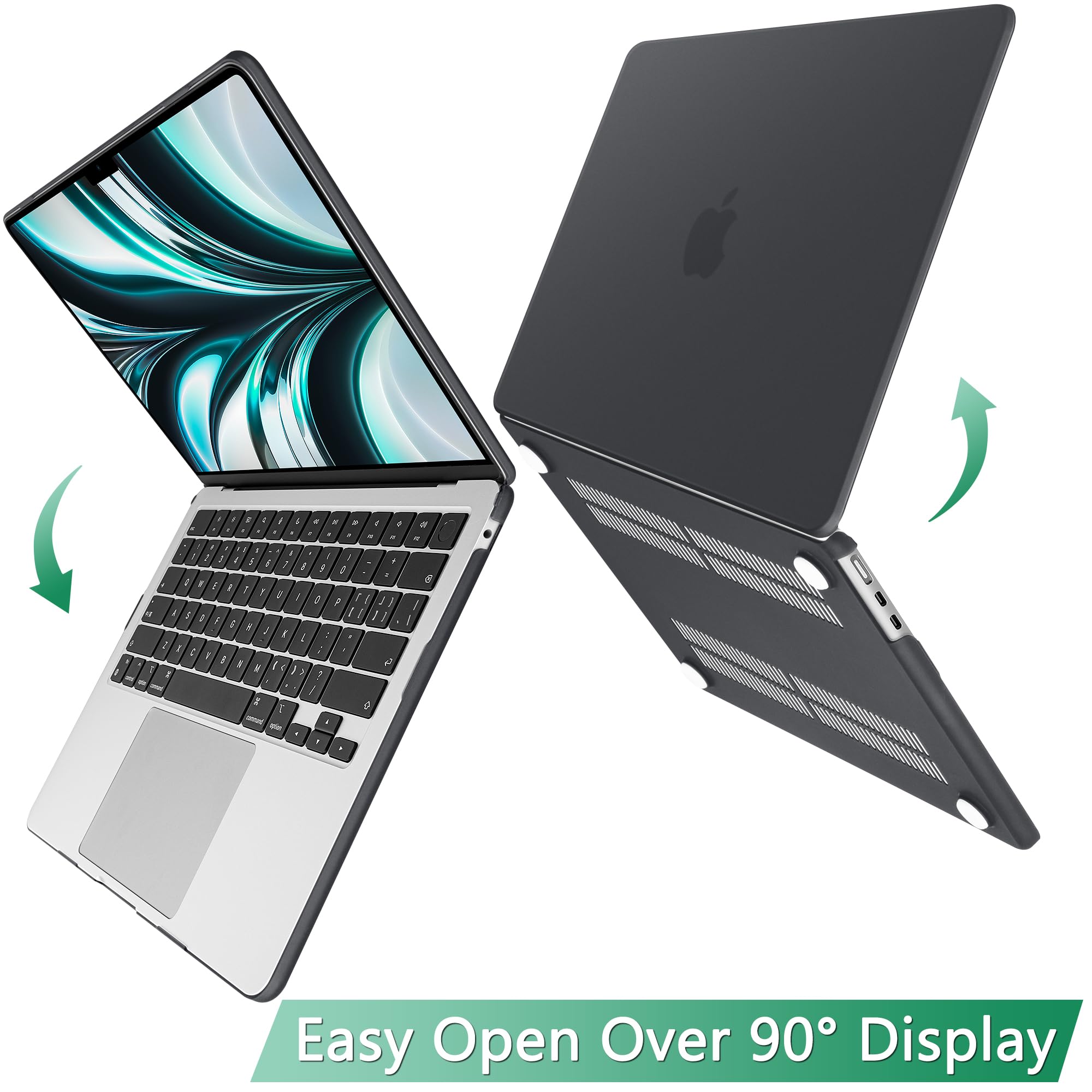 May Chen Compatible with M3 MacBook Air 13.6 inch Case 2022 2023 2024 A3113 A2681 M2 Chip, Plastic Hard Shell Case for MacBook Air 13.6" with Liquid Retina display Fits Touch ID, Matte Black