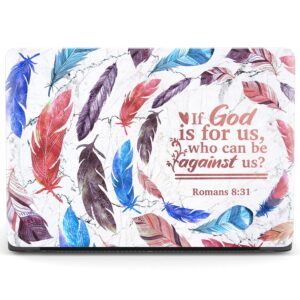 mertak hard case compatible with macbook pro 16 14 14 2022 air 13 inch 12 11 2021 2019 2018 2017 romans 8:31 touch bar protective christian cover feathers boho bible verse quote scripture