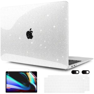 meegoodo case for macbook air 13 inch 2021 2020 2019 2018 released a2337 m1 a2179 a1932 with touch id, thin soft pc hard shell with keyboard cover compatible with macbook air case 13.3, stars white