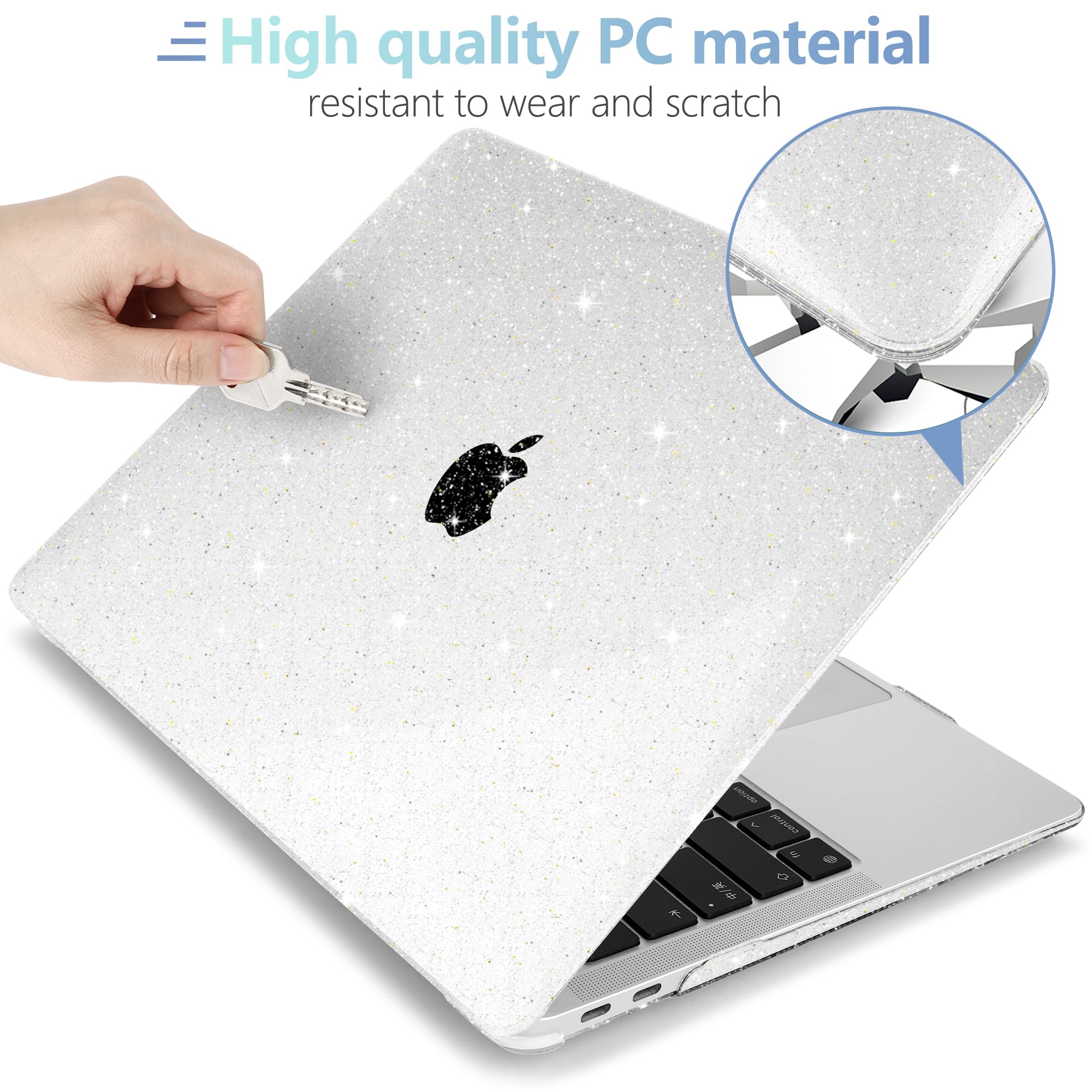 MEEgoodo Case for Macbook Air 13 inch 2021 2020 2019 2018 Released A2337 M1 A2179 A1932 with Touch ID, Thin Soft PC Hard Shell with Keyboard Cover Compatible with MacBook Air Case 13.3, Stars White