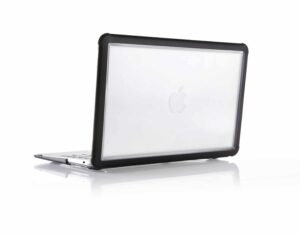 stm dux for apple macbook air (13-inch retina - m3 2024 a3113, m2 2022 a2681) ultra protective laptop case - translucent pc, rugged tpu, mil-spec drop tested, textured rubber non-slip feet - black