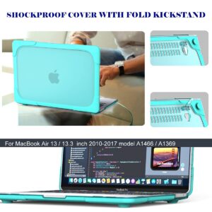 Mektron for MacBook Air 13 inch Case A1466 A1369 (2010-2017 Release), [Heavy Duty] [Dual Layer] Hard Case Cover with TPU+PC Bumper w/Keyboard Cover Screen Protector, Sky Blue