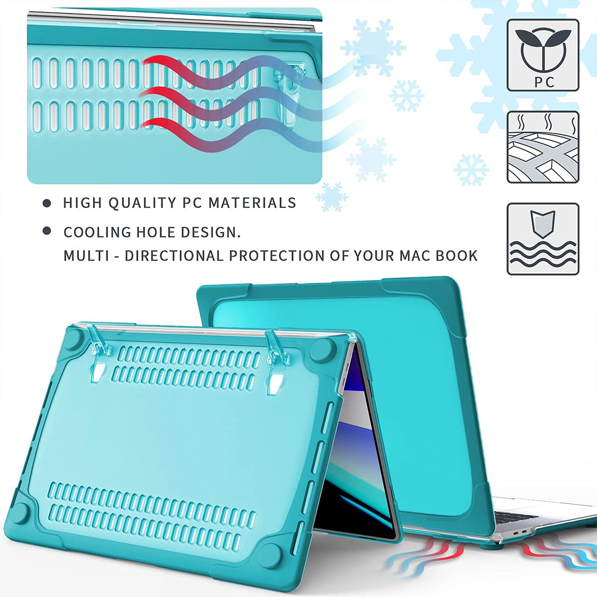 Mektron for MacBook Air 13 inch Case A1466 A1369 (2010-2017 Release), [Heavy Duty] [Dual Layer] Hard Case Cover with TPU+PC Bumper w/Keyboard Cover Screen Protector, Sky Blue