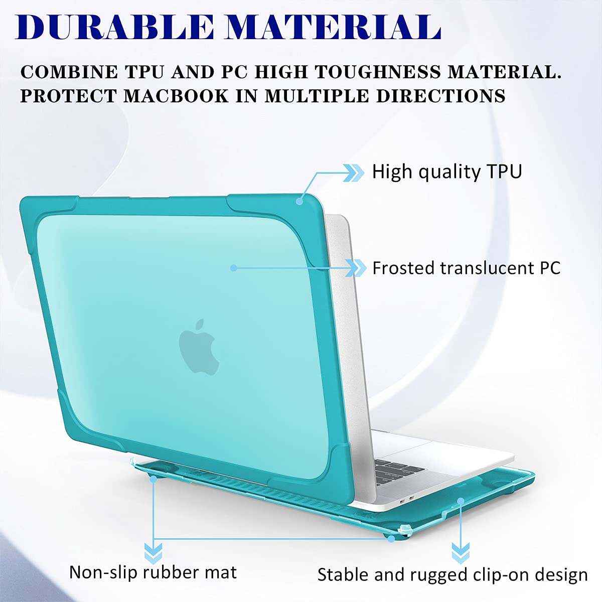 Mektron for MacBook Air 13 inch Case A1466 A1369 (2010-2017 Release), [Heavy Duty] [Dual Layer] Hard Case Cover with TPU+PC Bumper w/Keyboard Cover Screen Protector, Sky Blue